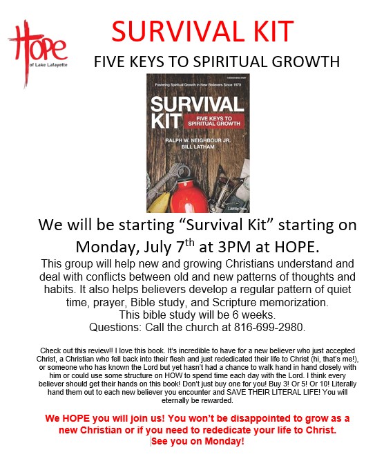 Survival Kit "Keys to spiritual growth" - HOPE of Lake Lafayette