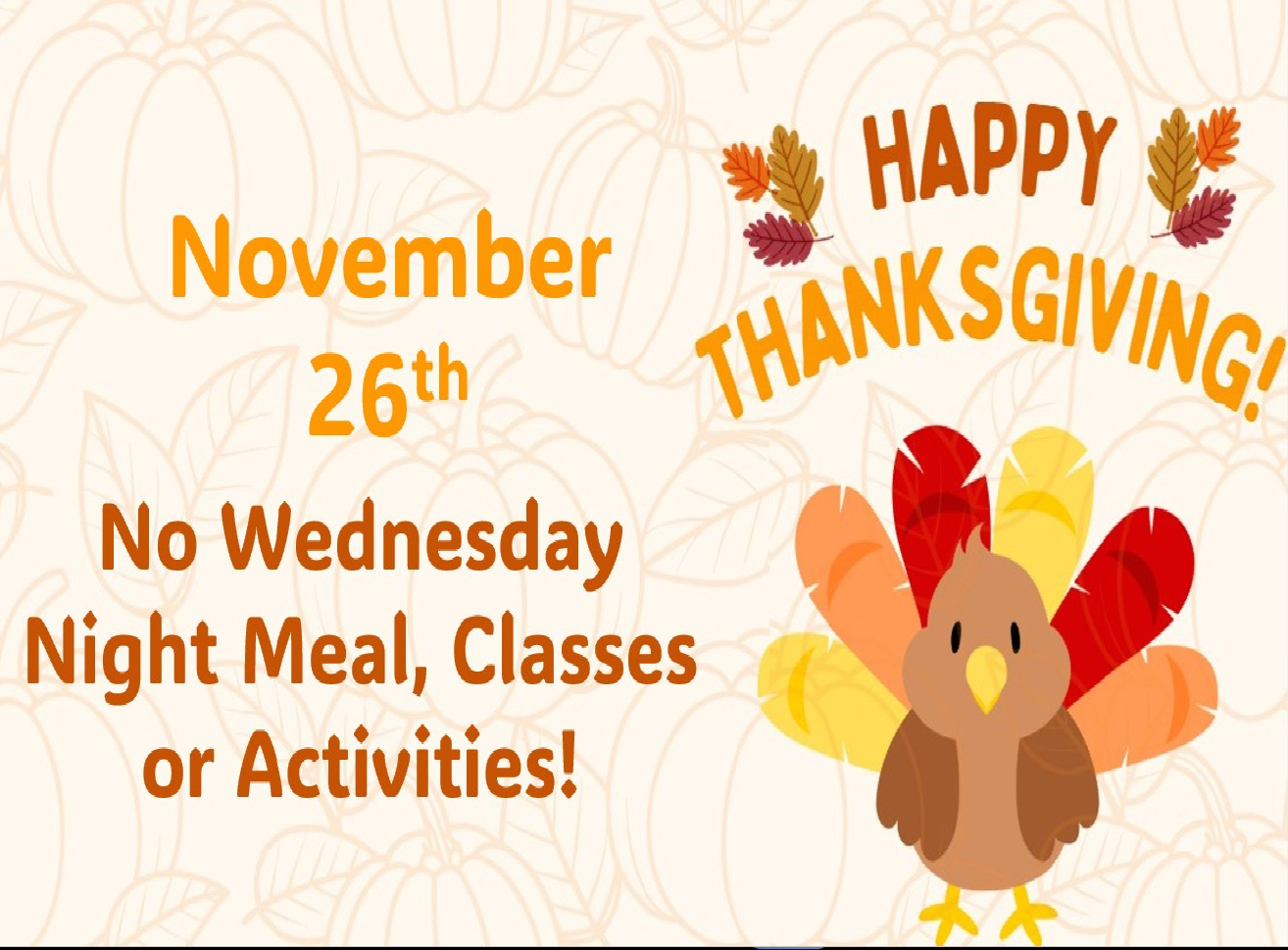 No Wednesday Night Meal, Classes, or Activities - Celebration Church ...
