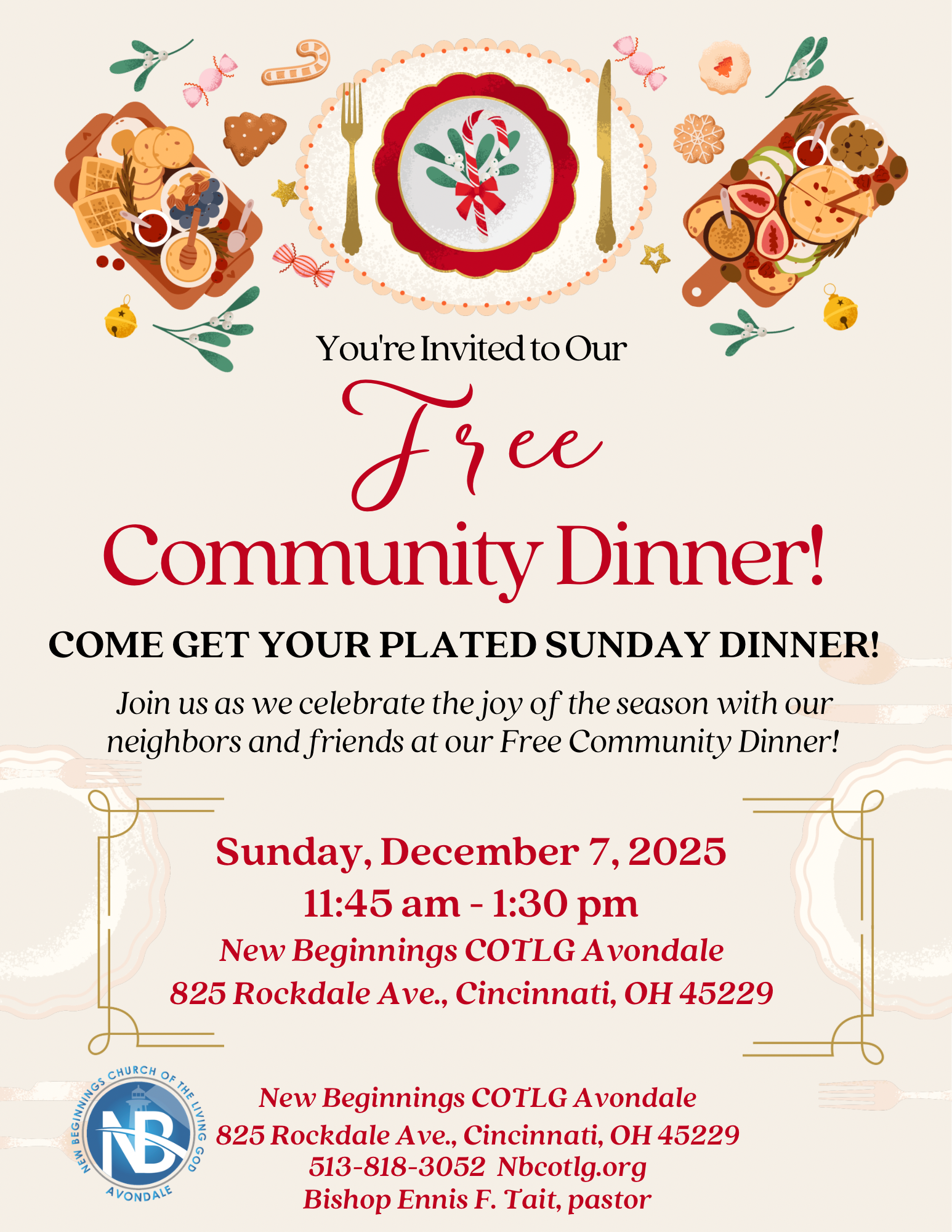 Free Community Dinners - New Beginnings Church of the Living God Avondale