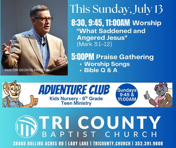 What Angered and Saddened Jesus Mark 3:1-12 - Tri County Baptist Church