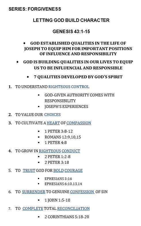 Letting God Build Character - Bethel Baptist Church